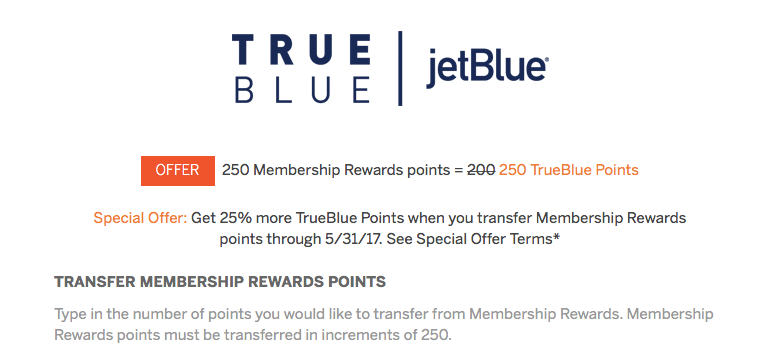 American Express Membership Rewards 25% Transfer Bonus To JetBlue ...